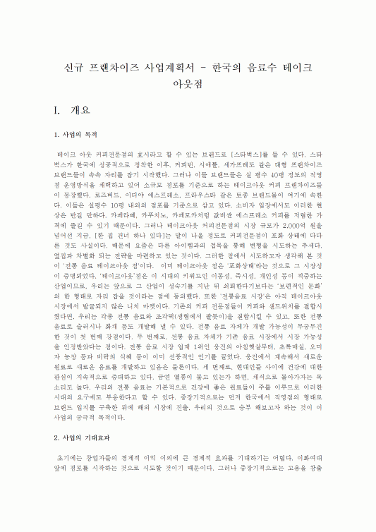 신규 프랜차이즈 사업계획서