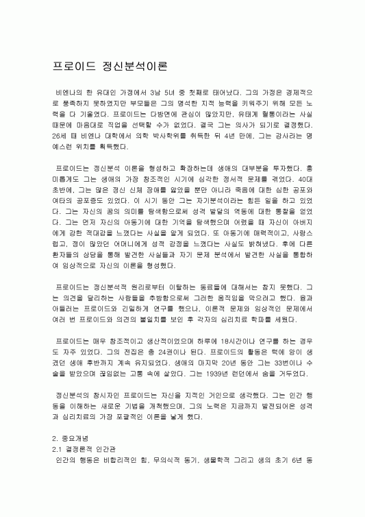 프로이드의 정신분석 이론
