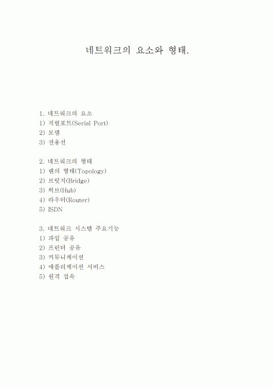 네트워크의 요소와 형태.