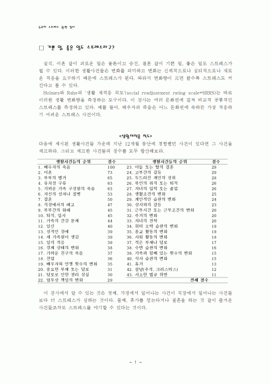 스트레스검사지