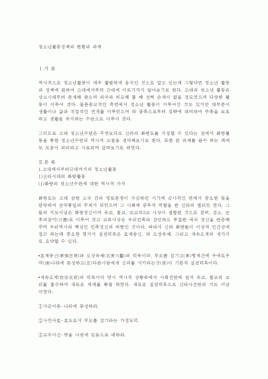 청소년활동정책의 현황과 과제