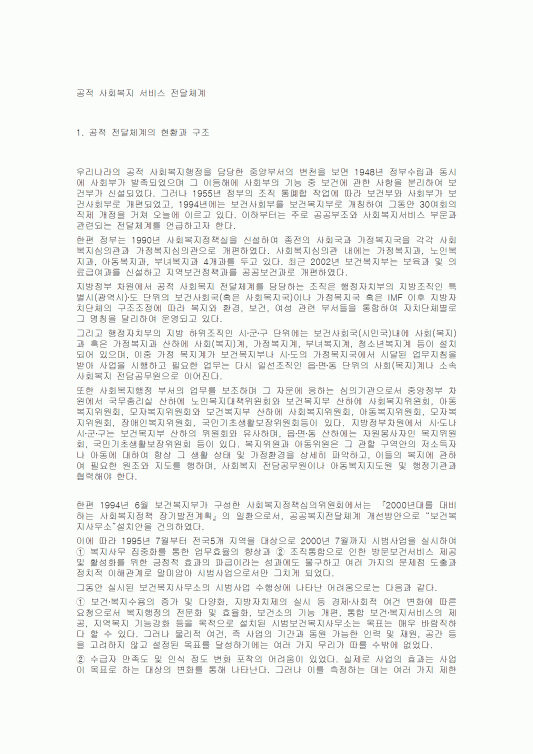 공적 사회복지 서비스 전달체계
