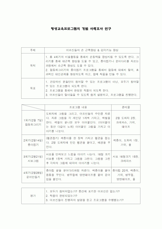 평생교육프로그램의 개발 사례조사 연구