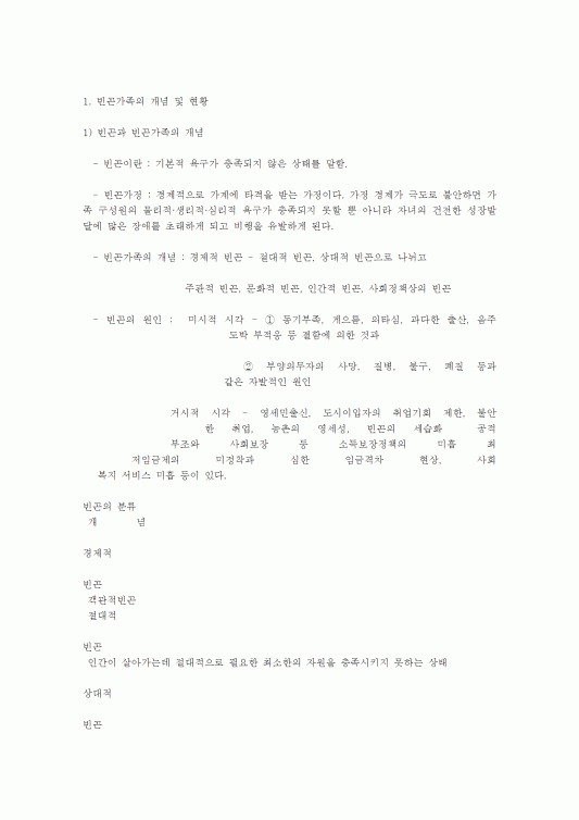 우리나라 빈곤실태와 원인을 파악하고 해결방안을 모색