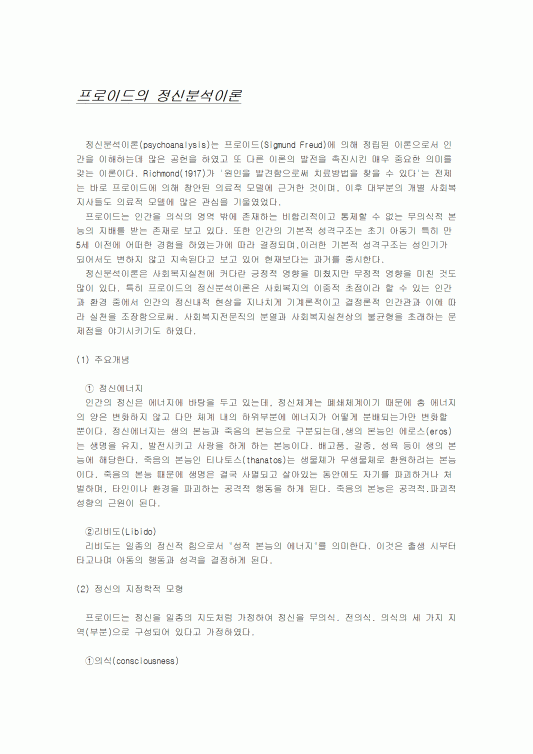 [프로이드의 정신분석이론]