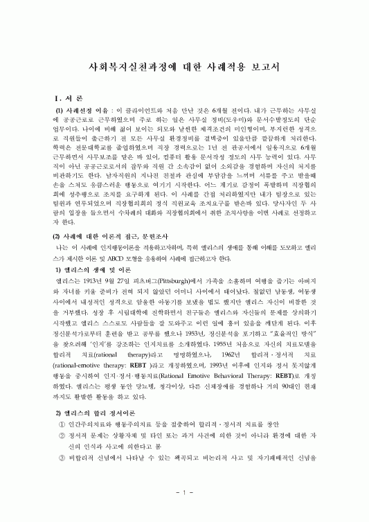 사회복지실천과정에 대한 사례적용 보고서 [사회복지행정]
