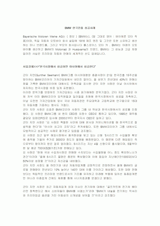 BMW 한국진출 성공사례