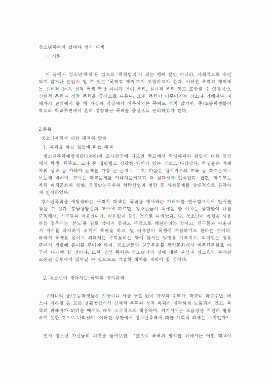우리나라의 청소년폭행예방과 방지정책