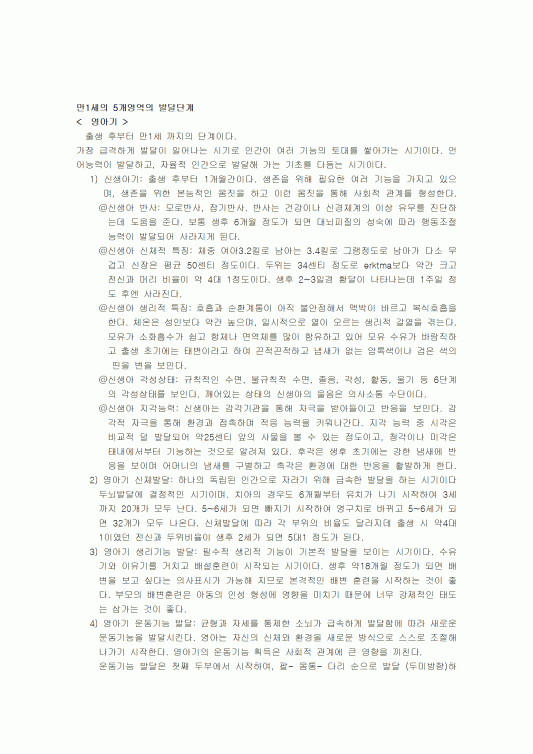영아기의 발달단계