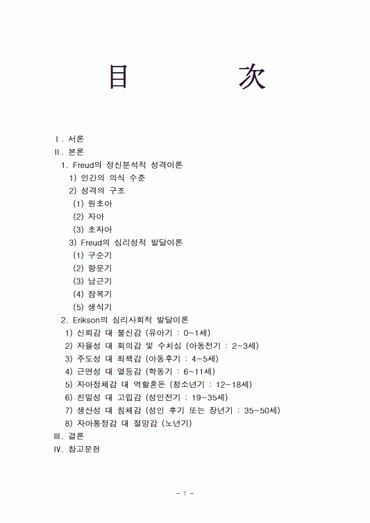 프로이드와 에릭슨의 관점비교