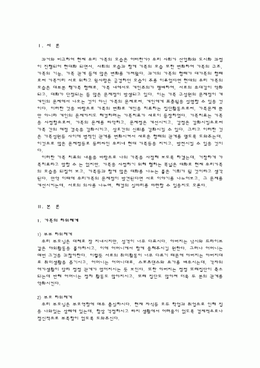 가족 관계 레포트 자료