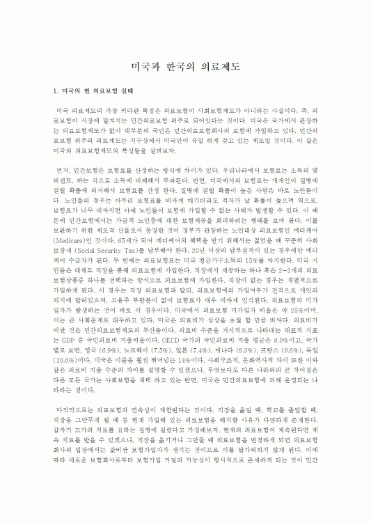 미국과 한국의 의료제도
