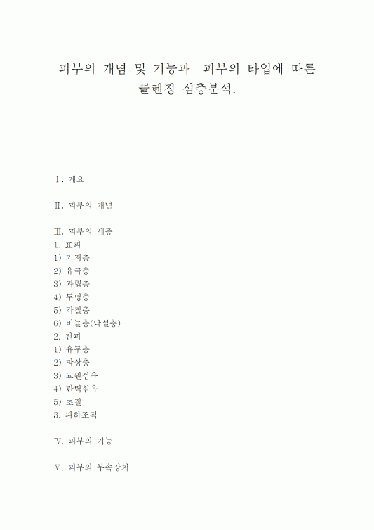 피부의 개념 및 기능과  피부의 타입에 따른 클렌징 심층분석.