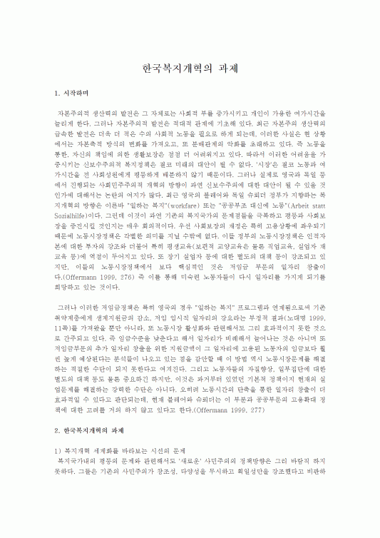 한국복지개혁의 과제