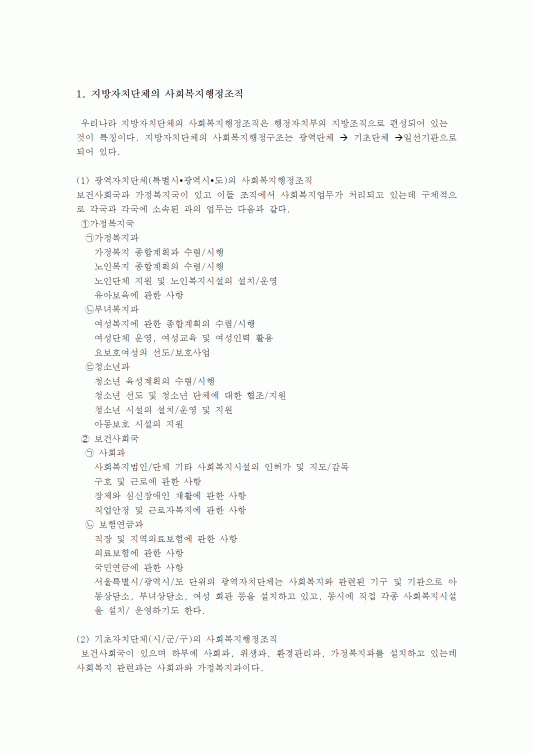 사회복지 조직을 선정하여
