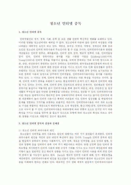 [사회과학] 청소년 인터넷 중독