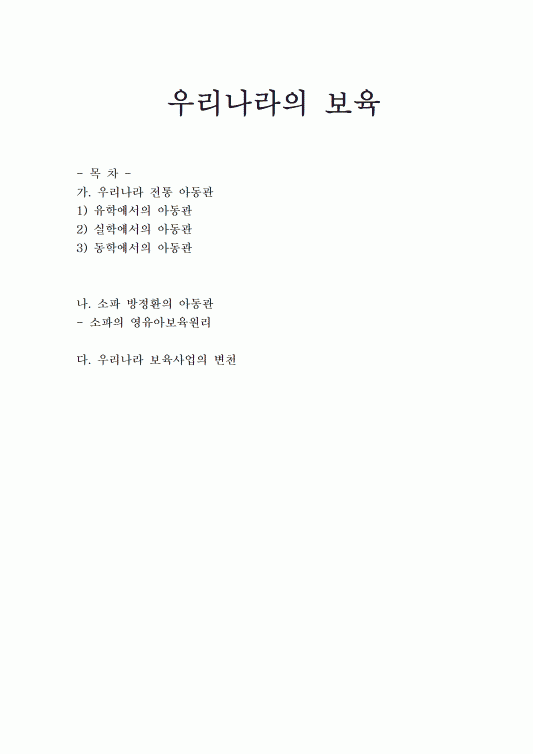 우리나라 보육의 역사