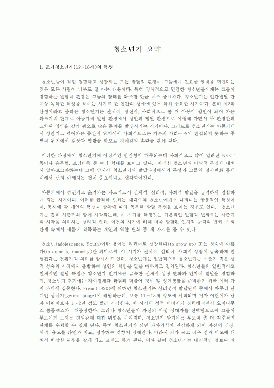 청소년기 요약