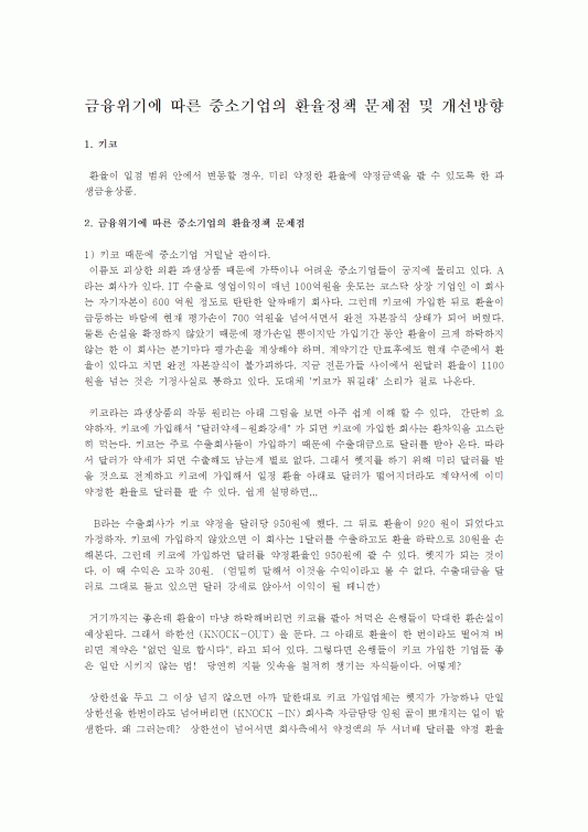 금융위기에 따른 중소기업의 환율정책 문제점 및 개선방향