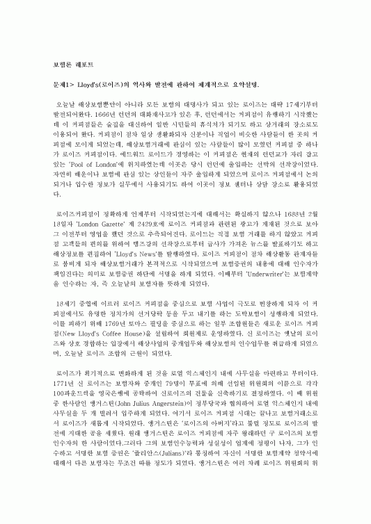 [비즈니스/경제] 보험론 레포트