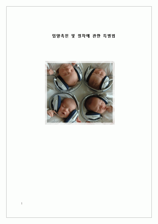 입양촉진 및 절차에 관한 특례법에 관해 추가부분이나 개정되어할 점 등 개인 의견을 제시