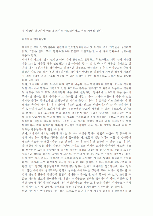피아제,프로이드,에릭슨 발달단계 비교자료