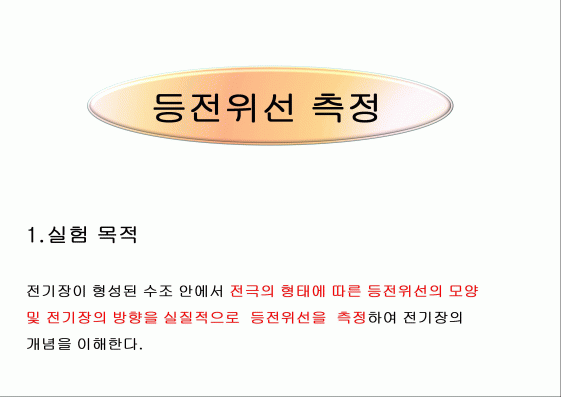 등전위선 측정 물리실험 등전위압 등전압 등전위선 등전위 측정