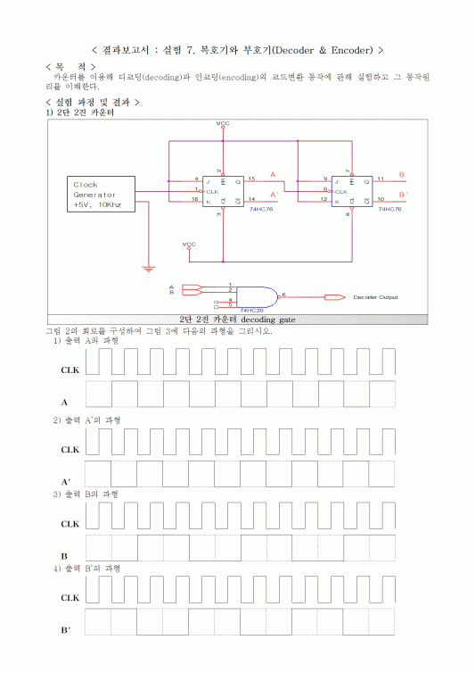 결과보고서  실험 7. 복호기와 부호기(Decoder & Encoder)