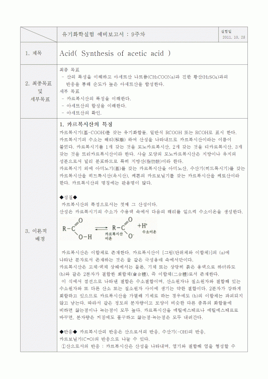 산(Acid) 예비보고서