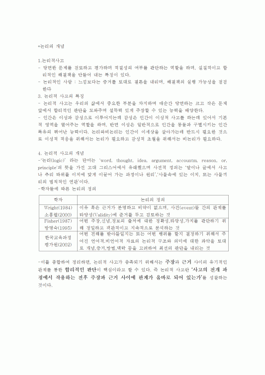 논리의 개념 및 구성요소