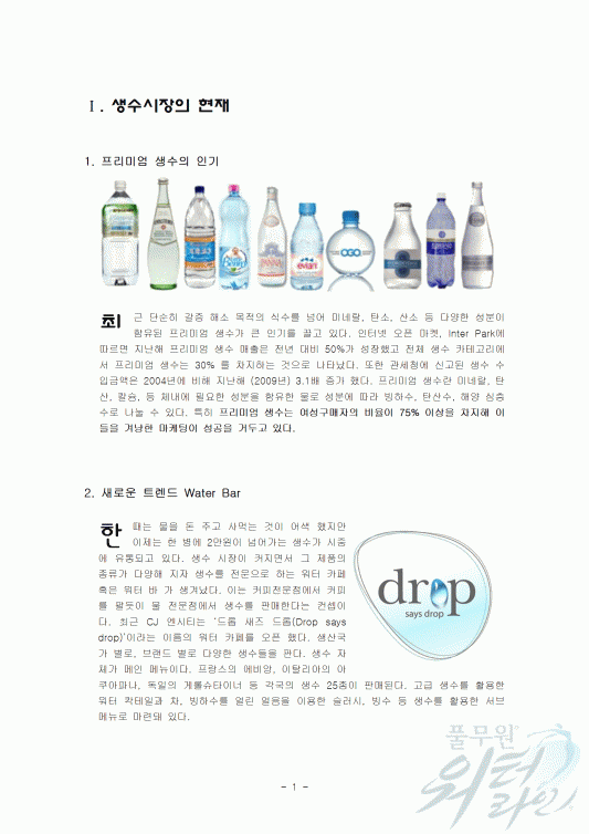 풀무원 워터라인 마케팅 프로모션사례분석및 광고전략기획안