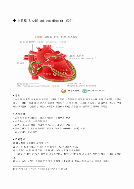 심전도 검사(Electrocardiogram, ECG)