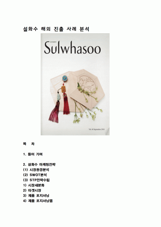 설화수 마케팅전략분석및 해외진출위한 글로벌 마케팅전략제안,나의의견