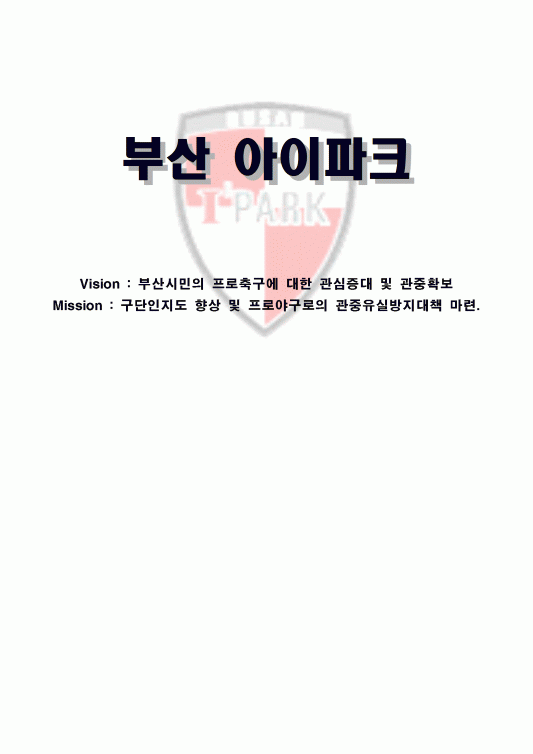 부산아이파크 마케팅,스포츠마케팅전략제안 마케팅기획서