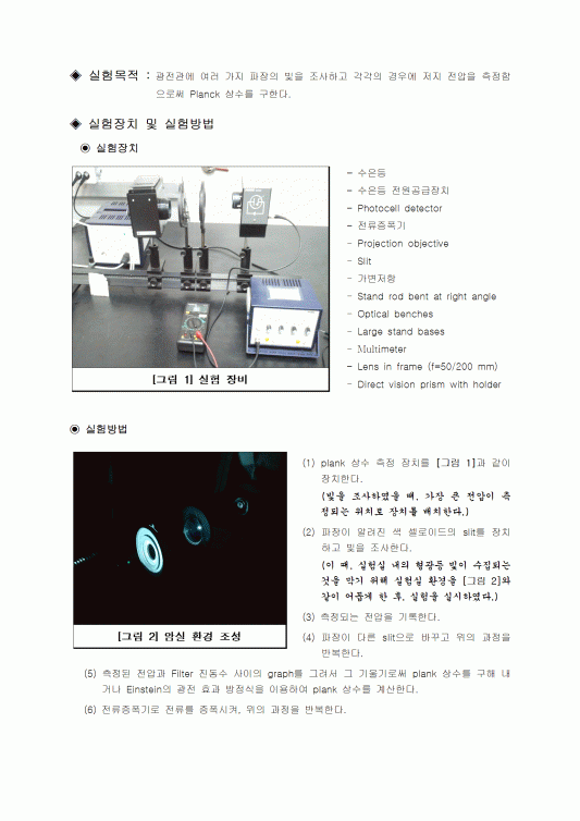 [결과보고서] 광전효과를 이용한 플랑크상수 측정
