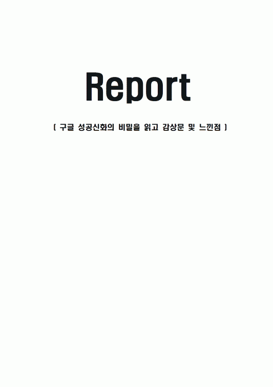 구글 성공신화의 비밀을 읽고 감상문 및 느낀점
