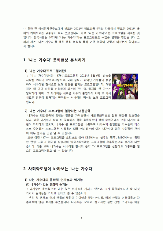 문화사회학 기말고사 문화현상분석 레포트