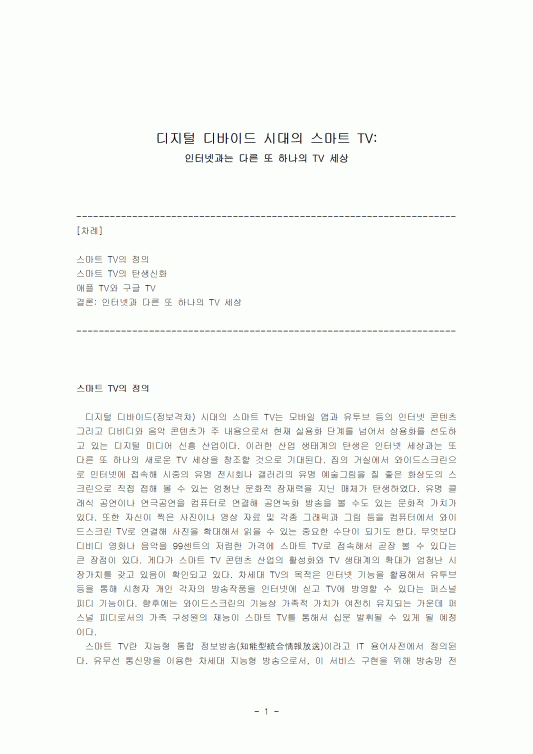 스마트 TV 레포트 자료