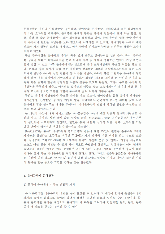 문학작품이 유아의 사회성, 자존감에 대해 미치는 영향