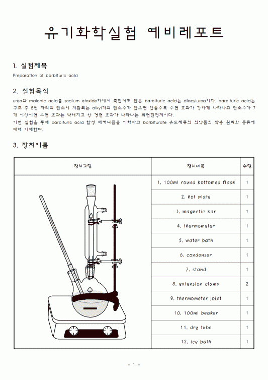 (예비) Barbituric acid 합성 - Preparation of barbituric acid