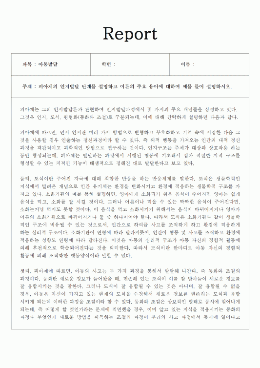 [인문과학] 아동발달 레포트