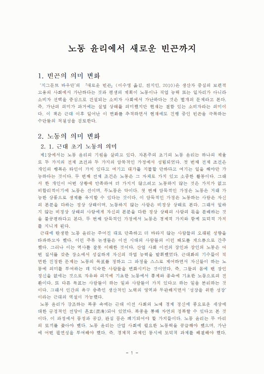 노동 윤리에서 새로운 빈곤까지