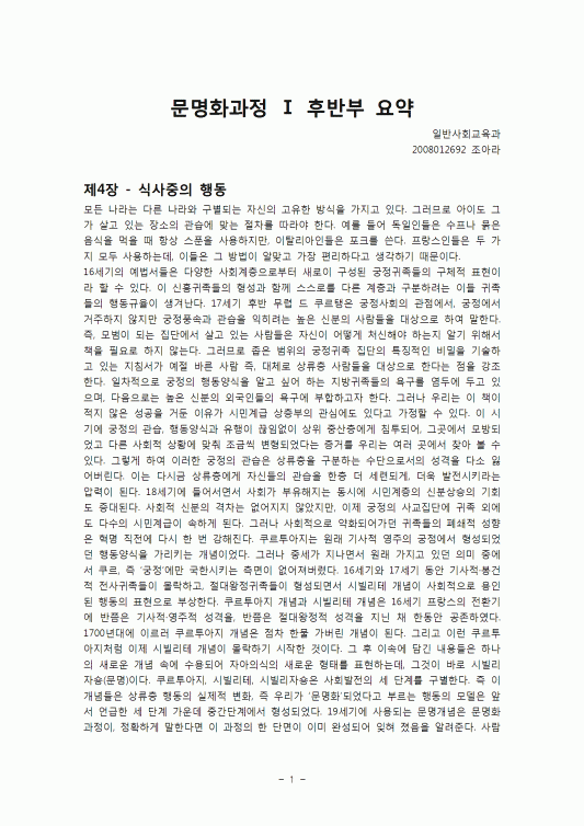 문명화과정 Ⅰ 후반부 요약