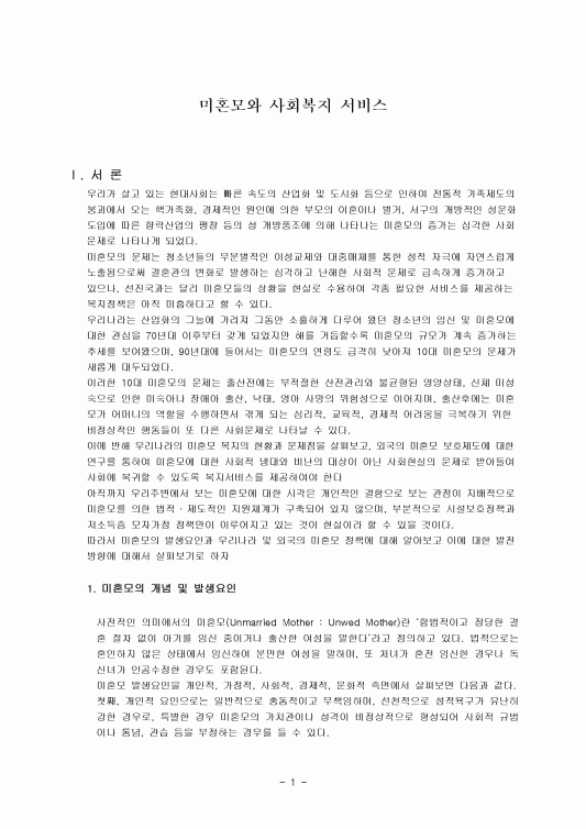 미혼모와 사회복지 서비스