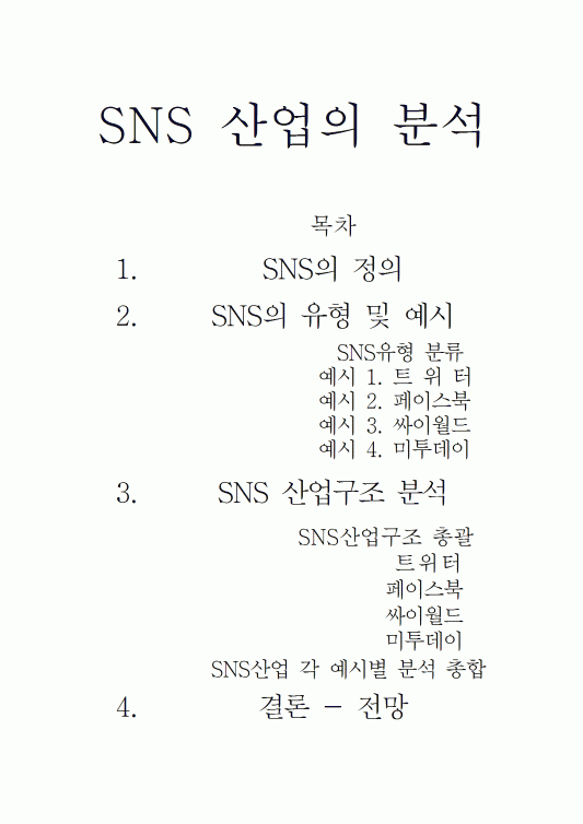 SNS 산업의 분석