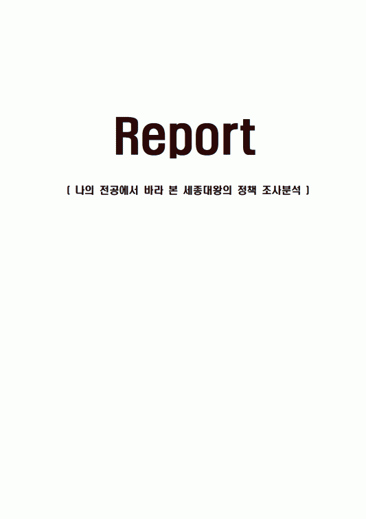 나의 전공에서 바라 본 세종대왕의 정책 조사분석