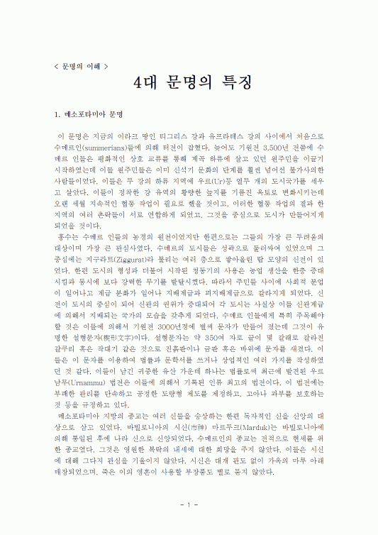 4대 문명 레포트 자료