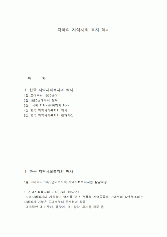 지역사회 복지의 역사