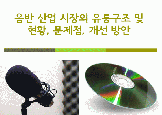 음반 산업 시장의 유통구조 및 현황, 문제점, 개선 방안