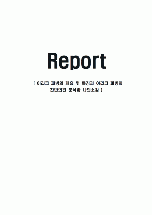 이라크 파병의 개요 및 특징과 이라크 파병의 찬반의견 분석과 나의소감